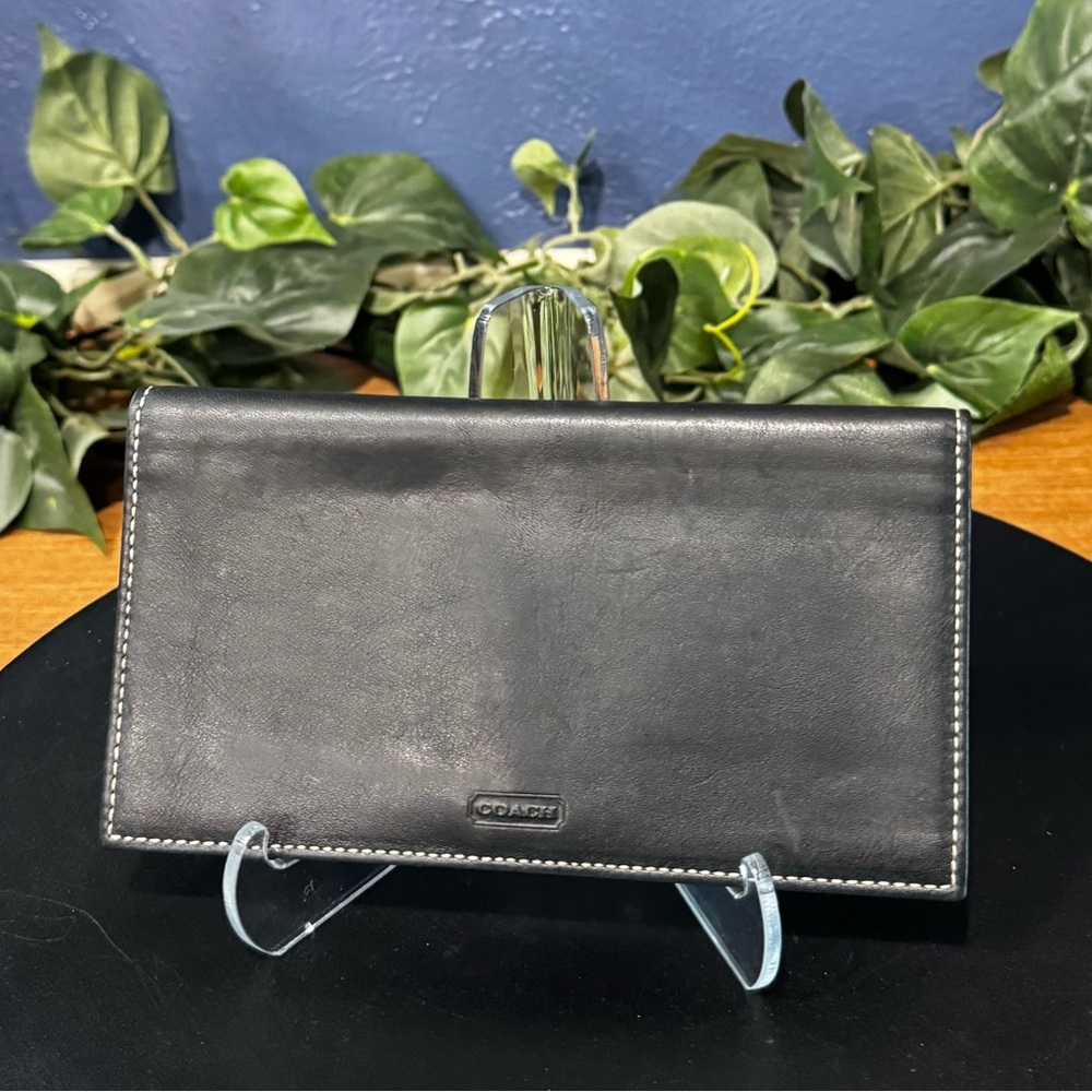 Coach Black Leather Checkbook Cover - Gem